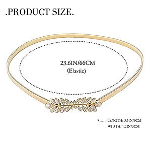 COSYDAYS Women Gold Belt for Dress Leaf Waist Belt Skinny Metal Waist Chain Leaves Dress Belts Waistband Jewelry (B)