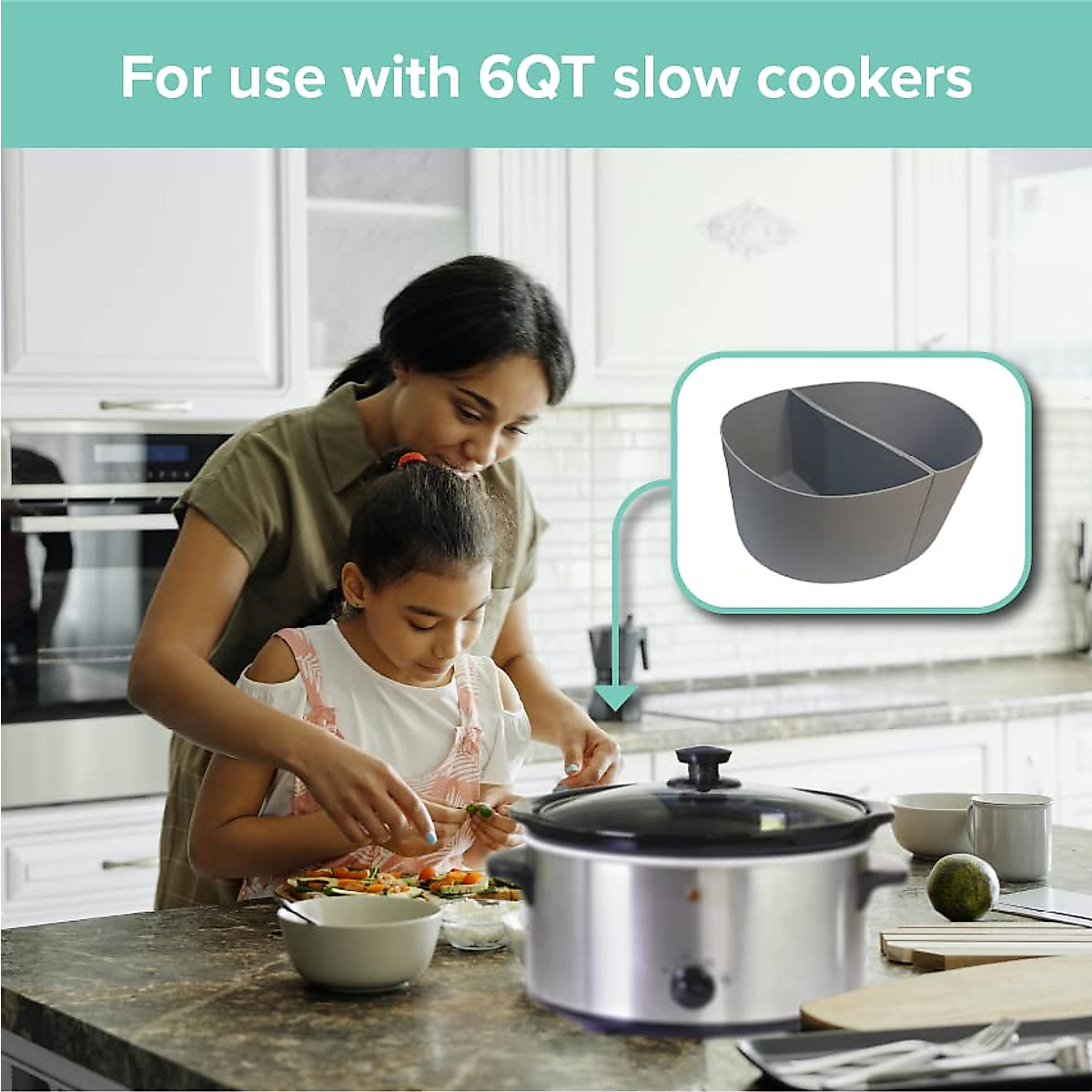 CrockPockets The Original Slow Cooker Divider, Silicone Insert, BPA Free, Dishwasher Safe