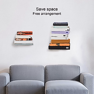 YESBAY 1 Set Stylish Floating Bookshelf Set Wall Mounted Book Shelf Organizer Space-Saving Simple Installation Invisible Wall Mounted Shelves Heavy-Duty Bookshelf for Books White