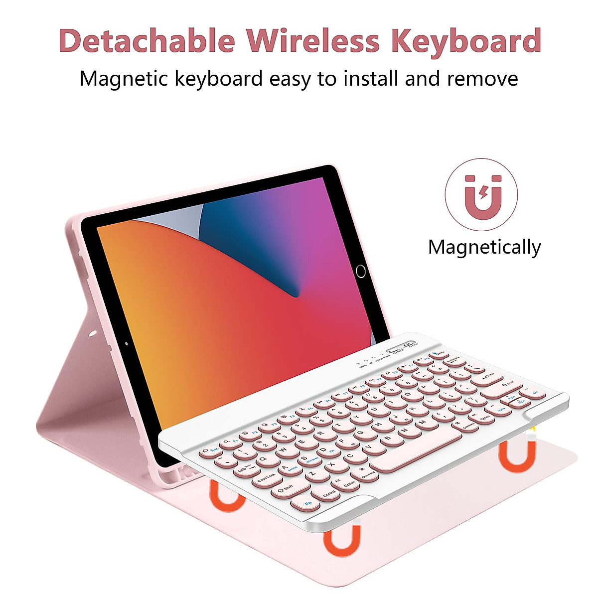 iPad 9th 8th 7th Generation Keyboard Case 10.2inch, iPad Air 3 Case with Keyboard, iPad Case with Bluetooth Keyboard for iPad Pro 10.5''(3rd Gen), Slim Leather Folio Cover for iPad 2021/2020/2019-Pink