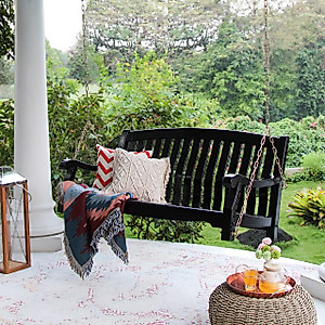 Bonn Mahogany Wood Black Porch Swing