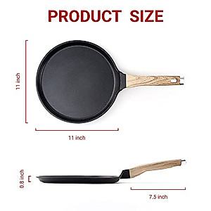 Sakuchi 11 Inch Induction Crepe Pan, Nonstick Dosa Pan for Stove Tops, Tortilla Pan for Glass Cooktop, Tawa Pan for Roti, Compatible with All Stovetops (Gas, Electric & Induction), PFOA Free