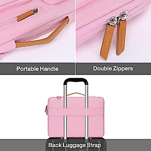 MOSISO 360 Protective Laptop Shoulder Bag,15-15.6 inch Computer Bag Compatible with MacBook Pro 16, HP, Dell, Lenovo, Asus Notebook,Side Open Messenger Bag with 4 Zipper Pockets&Handle, Pink