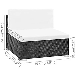 QZZCED 6 Piece Patio Lounge Set with Cushions,Outdoor Couch,Patio Bar Set,Modern Outdoor Furniture,Dining Bench with Back,Bistro Set,for Patio Deck Garden,Backyard & Lawn,Poly Rattan Black