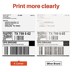 K Comer 4x6 Thermal Shipping Labels (2 Rolls, 700 Printer Labels) Stickers Printable,Waterproof,Self Adhesive,Mailing Address Labels for Packages Compatible with K Comer MUNBYN, Rollo, Zebra