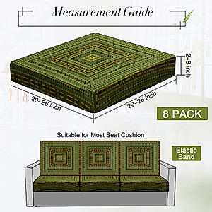 Newwiee 8 Pcs Patio Stretch Sofa Cushion Cover Knitting Vision Outdoor Cushion Covers Replacement Patio Furniture Cushions Couch Slipcovers Chair Seat Cover Washable Protector (Green Ginger Yellow)