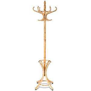 Tangkula 75.5" Standing Coat Rack, Wood Coat Tree with 12 Hooks, Home Hat Jacket Hanger Tree 12 with Umbrella Holder Coat Stand (Oak)