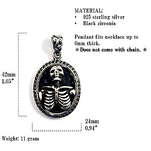 COSUMOSU Skull Skeleton Body 925 sterling silver large Pendant for Necklace