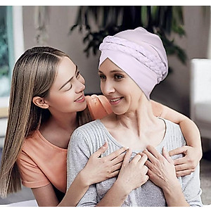 African Women Turban Caps Beanie Twist Headscarf Pre Tied Double Braid Headwrap Hat (White)