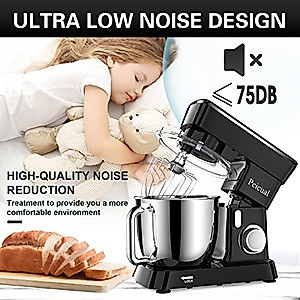 Upgraded Household Stand Mixer for Peicual 800W 10+P Speed High-Performance Tilt-Head Electric Kitchen Mixer 5.5Qt Stainless Steel Bowl with Dough Hook Flat Beater Wire Whisk & Splash Guard - Black