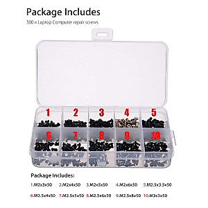Replacement Part for M.C 500Pcs Laptop Screw Computer Assemble Repair Screw Fastener Set Mini Screws Kit for Laptop Computer Repair Tool Parts