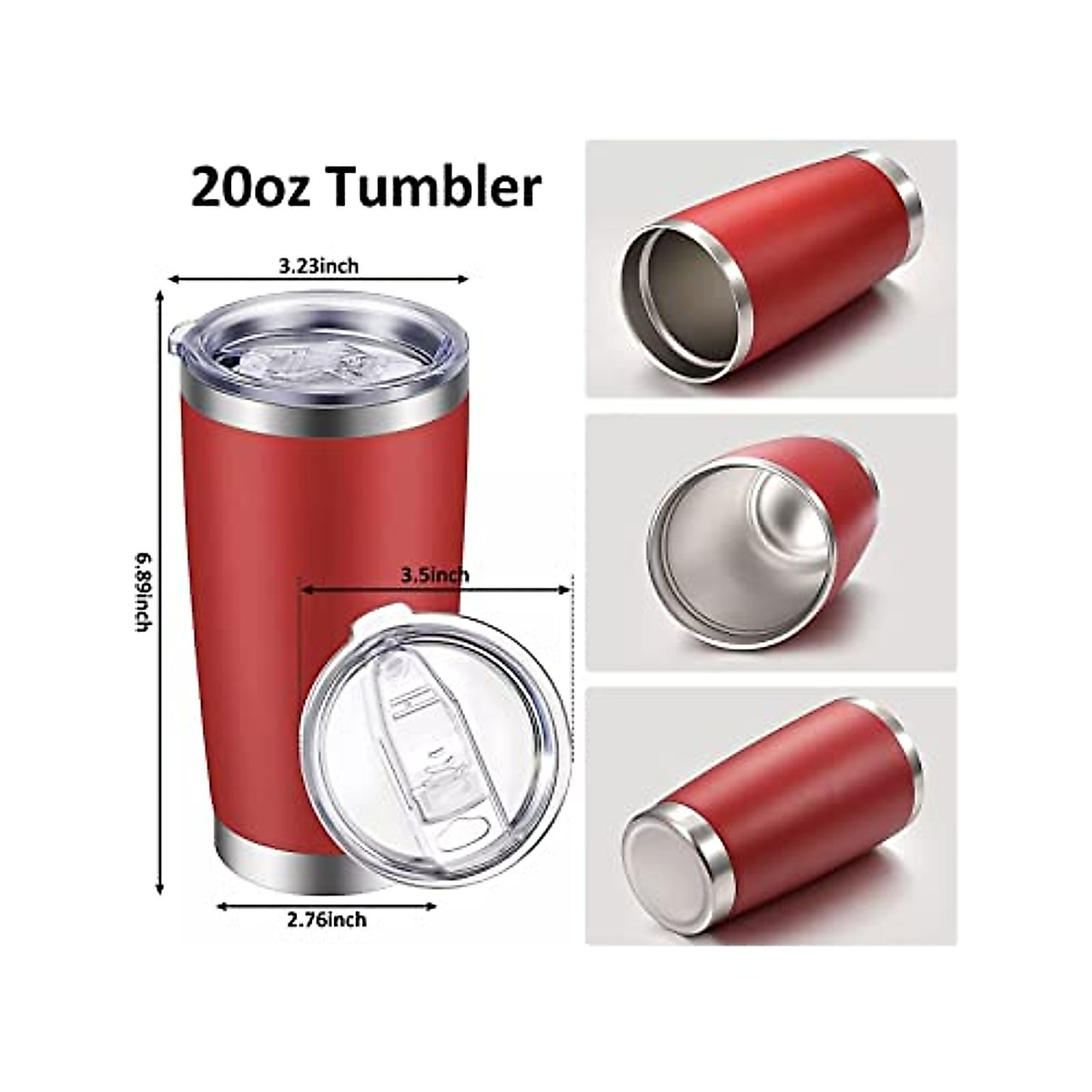 LEYU Rambler 20 oz Stainless Steel Vacuum Insulated Tumbler Coffee Mug/Cup Black color with Lid