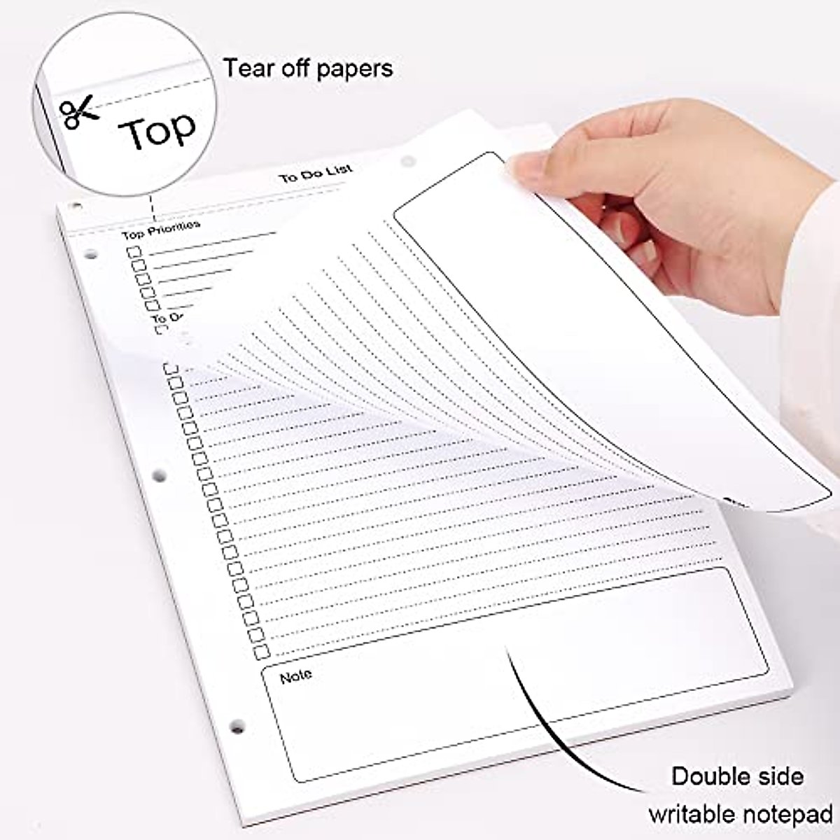 To Do List Notepad, Daily Task Planner with Checklist, 52 Sheets Tear Off Note Pad with 2023 Calendar, Work and Personal Organized, 8.5" X 11", A4 Size, 3 Hole Punched