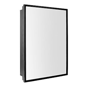Movo 20 inch x 26 inch Medicine Cabinet Mirror,Black Mirror Medicine cabinets for Bathroom, Recessed or Surface Mount Bathroom Medicine Cabinet with Beveled Mirror