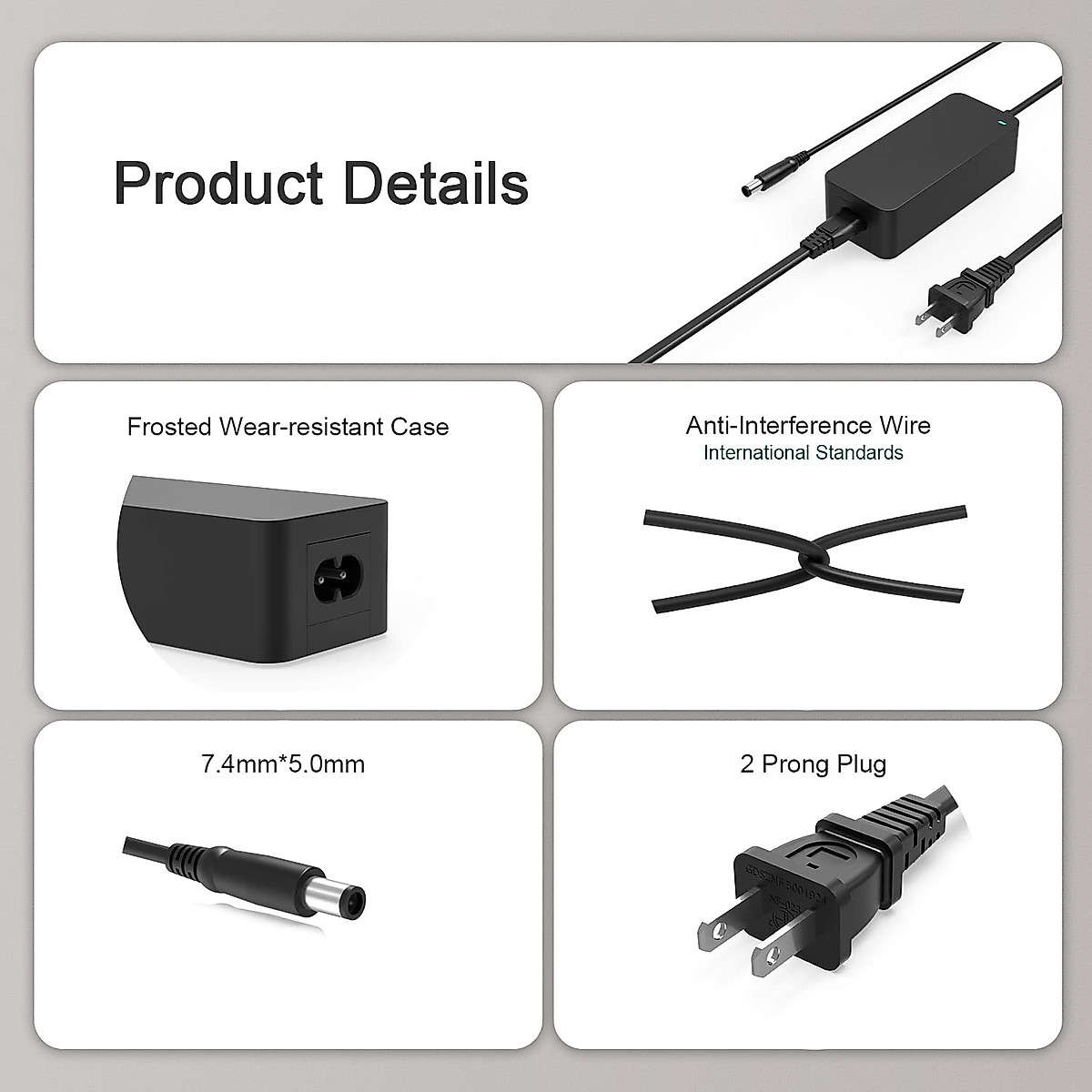 65W AC Charger Compatible with Dell Chromebook 11 3180 3189 3120 P22T CB1C13 Laptop Power Adapter Supply Cord with UL Safety Certification