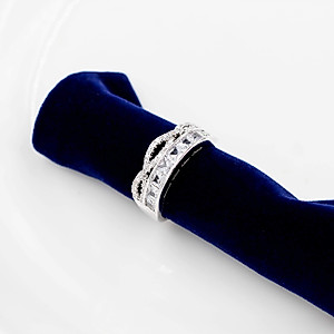 Uloveido Womens Emerald Cut Cubic Zirconia Channel Set Eternity Band Infinity Ring Platinum Plated Wedding Anniversary Jewelry Y937 (Platinum, 7)