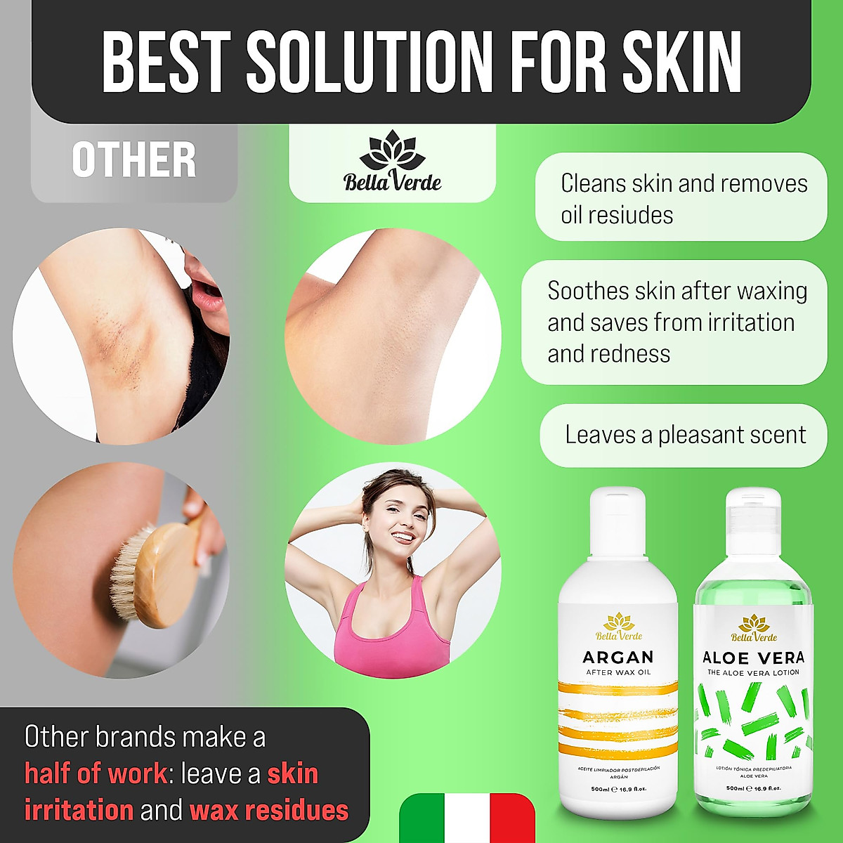 Bella Verde Pre and Post Waxing Care - Home Kit for Women and Men - Pack of 2 Pre & Post Wax Spray - Care for Brazilian Body Legs Eyebrows Face Lips Armpits