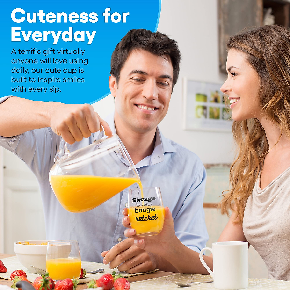 Savage Classy Bougie Ratchet Funny Wine Glass - Stemless Glass to Drink Wine, Cute Wine Glass for Any Occasion, Funny Wine Cup Made in the USA by Age of Sage, 15 oz