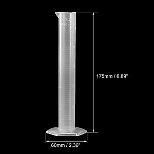 uxcell Plastic Graduated Cylinder, 50ml Measuring Cylinder, Science Test Tube Beakers, Single Metric Scale, Clear Hex Base Flask for Lab Home 3pcs
