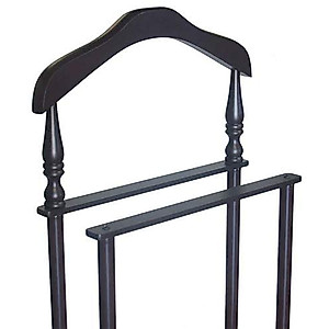 Proman Products with Wooden Hanger, Trouser Bar & Tie Bar, Walnut Twin Valet