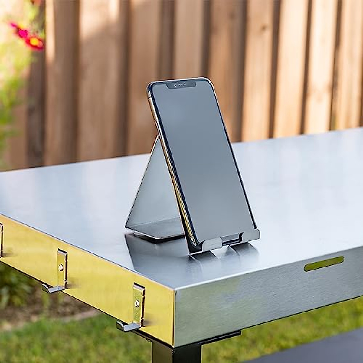 Nexgrill Outdoor Stainless Steel Food Preparation Cart with Double Shelf, 648 sq. in., Portable, Side Handle, Paper Towel and Trash Bag Holder, 4 Hooks, Backyard and Patio Barbeque Grill Cart