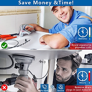 Drainsoon 30 Inch Long Sink Snake Drain Clog Remover, Upgraded Anti-Break Nylon Plumbing Snake Drain Auger Hair Catcher for Bathroom Shower Pipe, Bathtub Hair Clogs, Kitchen Drain Cleaning (5 Pack)