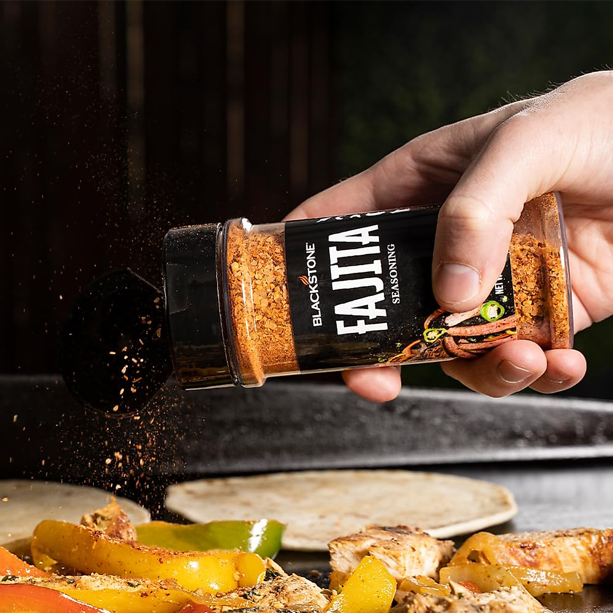 Blackstone 4230 Fajita Powder for Veggies, Chicken, Beef, Poultry, Steaks, Fries-Authentic Mexican Taste with Paprika, Cumin, and Garlic, All-Purpose Griddle Seasoning Mix, 6.2 Oz, Multicolored