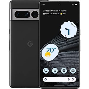Google Pixel 7 Pro 5G 128GB 12GB RAM 24-Hour Battery Factory Unlocked for GSM Carriers Global Version - Obsidian (Renewed), Black
