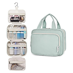 Narwey Hanging Toiletry Bag for Women Travel Makeup Bag Organizer Toiletries Bag for Travel Size Essentials Accessories Cosmetics (Mint Green (Medium))
