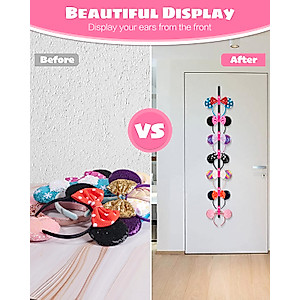 3 Pcs Mouse Ears Holder, Mouse Ear Headband Holder Organizer, Headband Storage Display Stand, Hanging Hair Accessory Rack for Girls Room Wall Decor