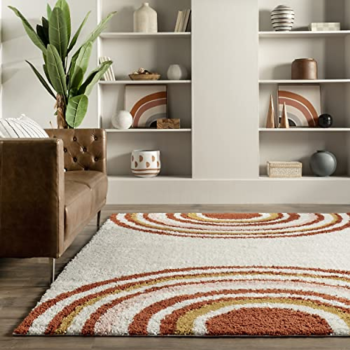 nuLOOM Dotty Half Sunset Shag Area Rug, 8' x 10', Orange