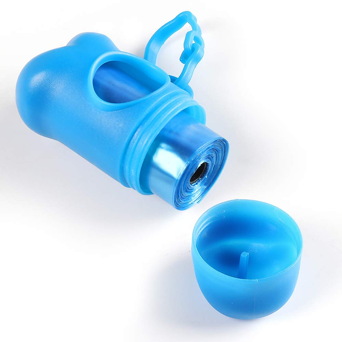 Augie's Doggies Pets Poop Bags with Free Bone-Shaped Dispenser and Leash Clip, Eco-friendly, Leak-Proof Compostable Dog Waste Bag, Bulk Pack of 16 Rolls/20 bags per roll/ 320 bags (Blue)