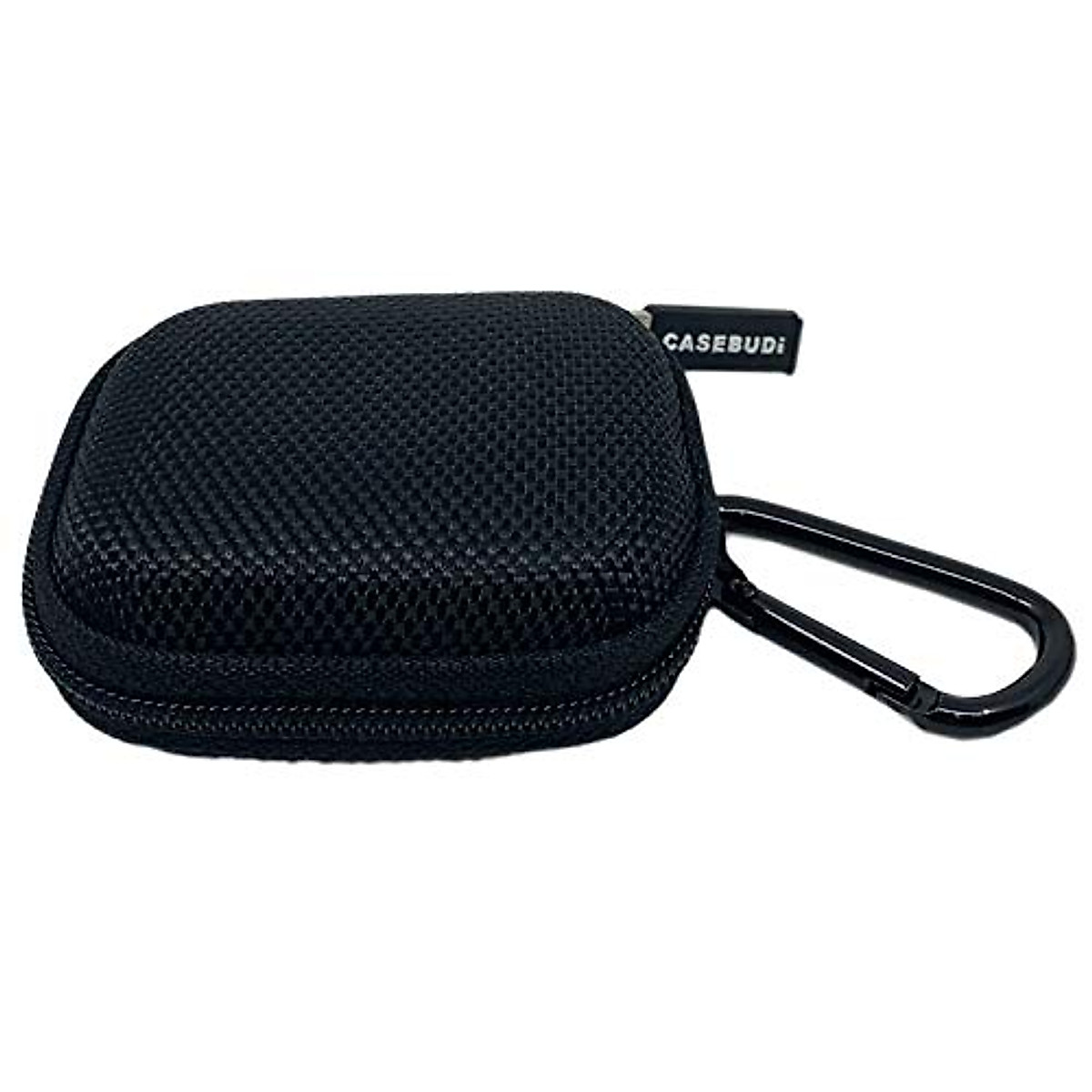 CASEBUDi Protective Form Fitting Case Compatible with Apple AirPods Pro | Key Ring and Carabineer Included | Use as Keychain | Ballistic Nylon with Impact Protection (Black)