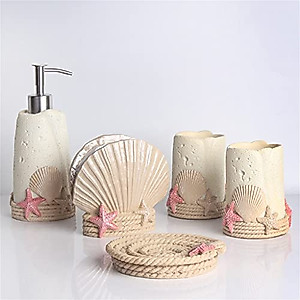 BKDFD Cute Beach Style Bathroom Bathroom Wash Set Toilet Supplies Set Brushing Cup Mouthwash Cup Set