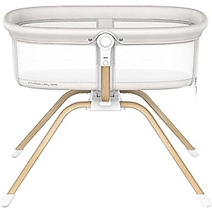 ANGELBLISS 3 in 1 Rocking Bassinet & Baby Bassinet Bedside Crib, One-Second Convert Travel Portable Bassinet Newborn Baby (White)