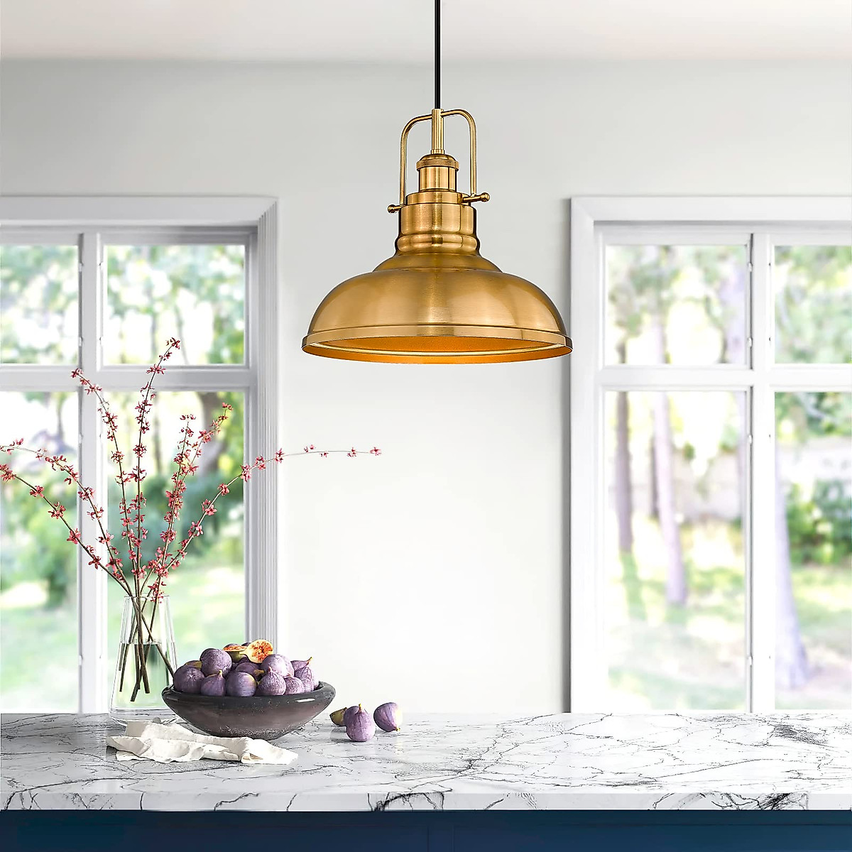 zeyu Farmhouse Pendant Lighting for Kitchen Island, 1-Light Industrial Hanging Pendant Light with Metal Dome Shade, Gold Finish, 016-1 BG