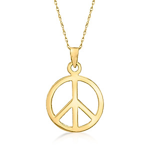 Ross-Simons 14kt Yellow Gold Peace Sign Pendant