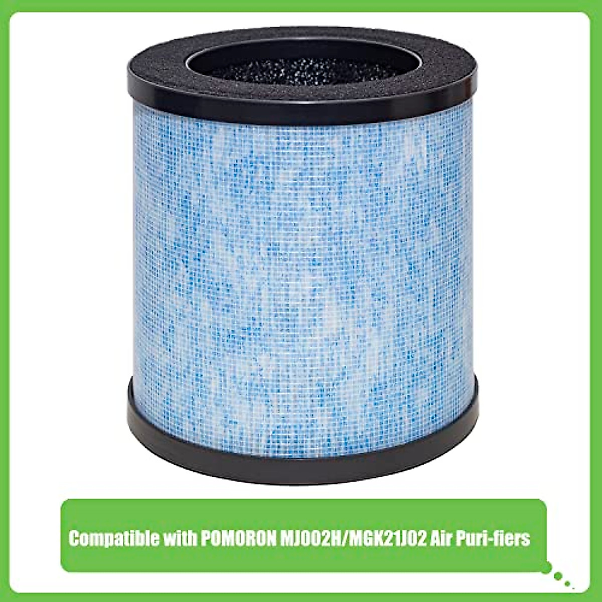 Hichoryer MJ002H Replacement Filter, Compatible with POMORON MJ002H / MGK21J02 Air Purifier, High Performance Multi-Layer Filter, Compare to Part# MJ002H-RF, 2 Pack