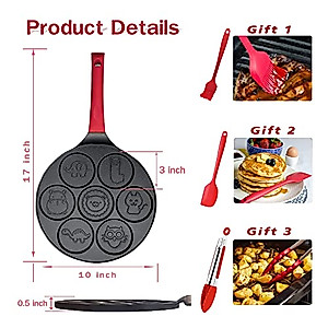 Pancake Molds for Kids, Egg Pan, Silver Dollar Pancake Pan Nonstick Pancake Griddle Egg Cooker Omelette Breakfast Pan Animal Mini Pancakes Maker Crepe Pan Sarten Para Pancakes Niños