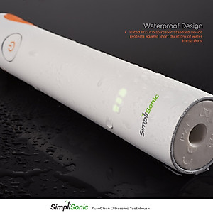 SimpliSonic Ultrasonic Rechargeable Electric Toothbrush Premium Package w/ 12 Heads (White)