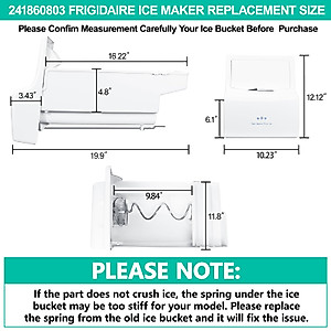 Upgraded 241860803 Refrigerator Ice Bucket Assembly Compatible with Frigidaire Ice Maker Replacement Ice Bin Container Parts AP4300918 LFSS2612TF0 LFSS2612TE0 FFSS2615TS0 FFHS2611PFEA Ice Maker