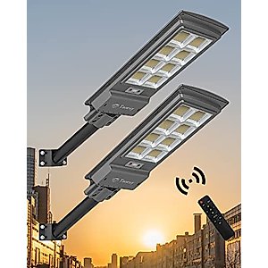Taoesy 600W 2Packs Solar Lights Outdoor,15000LM LEDs Solar Powered Lights Outdoor Dusk to Dawn with Motion Sensor and Remote Control,IP65 Waterproof Solar Commercial Lights for Yard, Garden, Garage