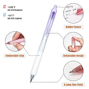 BAYTORY 12Pcs Retractable Erasable Pens No Bleed Fine Point, Black Ink Pen with Eraser Clear, Smooth Writing for Note Taking Marking Planner Crossword Puzzles(Vintage Barrel)
