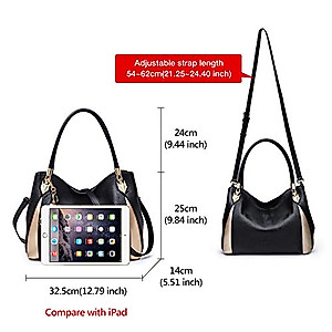 Gifts for Mom Leather Handbags for Women, Genuine Leather Lady Top-handle Totes Women's Fashion Crossbody Bags Womens Carryall Purses and Handbags (Black)