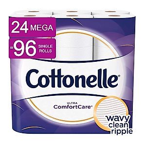 Cottonelle Ultra ComfortCare Soft Toilet Paper, Mega Rolls, Bath Tissue, 24 Count of 284 Sheets Per Roll