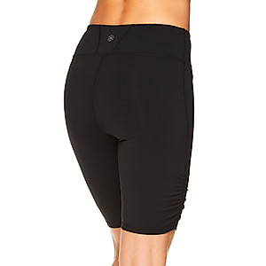 Gaiam Women's Yoga Short Performance Spandex Compression Legging Shorts - Black, X-Small