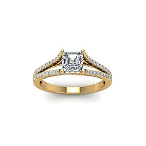 Rosie Collection Split Shank Asscher Shape Simulated Diamond 14K Yellow Gold Over 925 Sterling Silver Engagement Ring 6