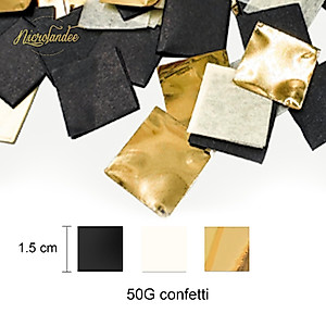 NICROLANDEE Black Gold Party Decoration, 23PCS Tissue Paper Pom Poms Kit Hanging Polka Dot Paper and Tissue Tassel for Birthday, Graduation, Wedding, New Years Decorations