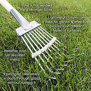 Spotty Wood Handle Pooper Scooper Durable Solid Metal Poop Tray with Rake 36.75" Long Handled Scoop | Great for Large or Small Dogs | No Assembly Required | Better for The Environment Than Plastic