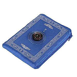 Nirelief Prayer Mat Portable Carpet Ramadan Gifts Muslim Prayer Rug Islamic Muslim Praying Mat Carpet Blanket Pocket Portable Print with Compass Bag for Travel Home Blue